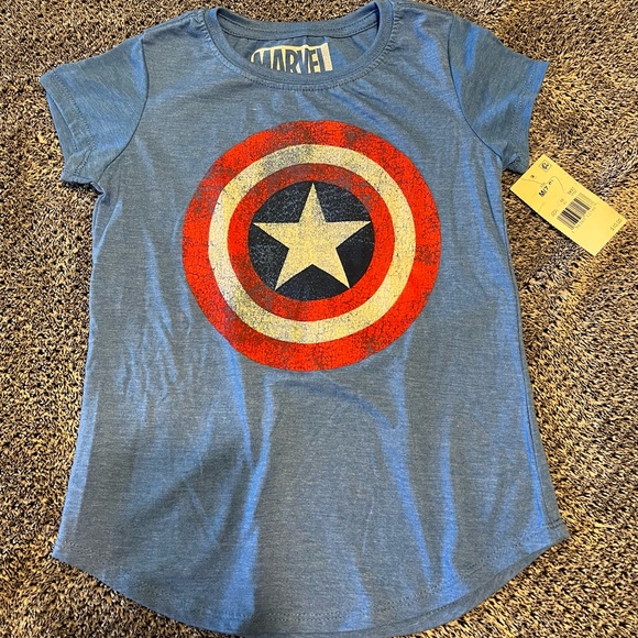 Marvel | Shirts & Tops | Nwt Captain America Shield Girls Tshirt Size ...